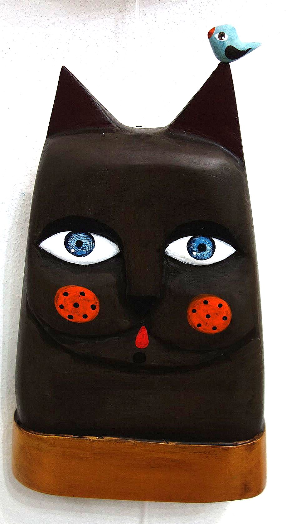 Tomáš Štolba - Kočka s ptáčkem ( černá ) - originál